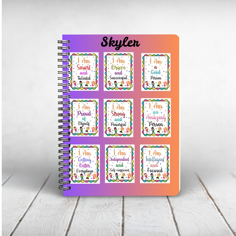 Personalized Kids' Glittery 'I Am' Affirmation Notebook Lined Pages - Etsy