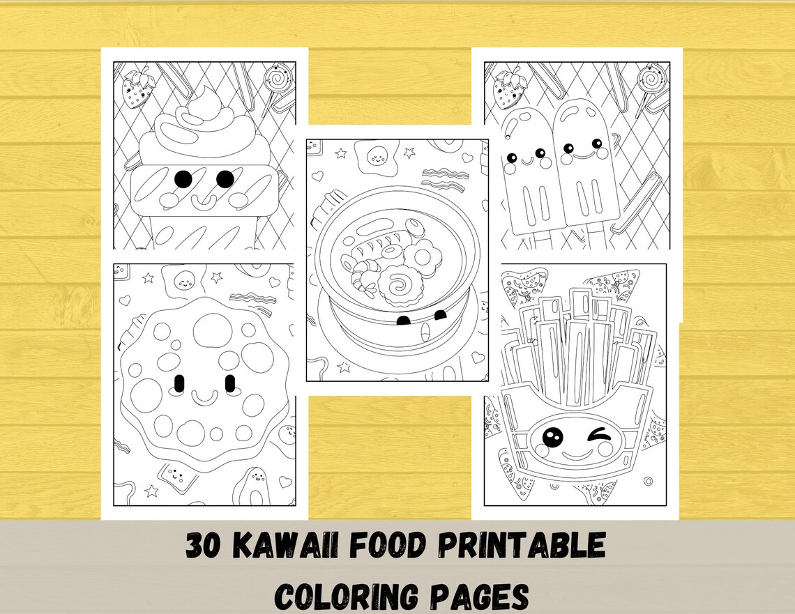 Kawaii Food Coloring Book for Kids, Printable Kawaii Food Activity ...