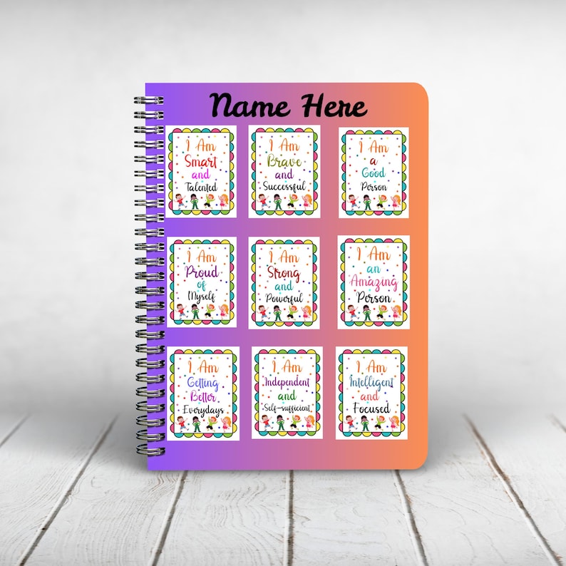 Personalized Kids' Glittery 'I Am' Affirmation Notebook Lined Pages - Etsy