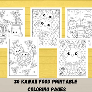 Kawaii Food Coloring Book for Kids: Printable Activity Pages (instant ...