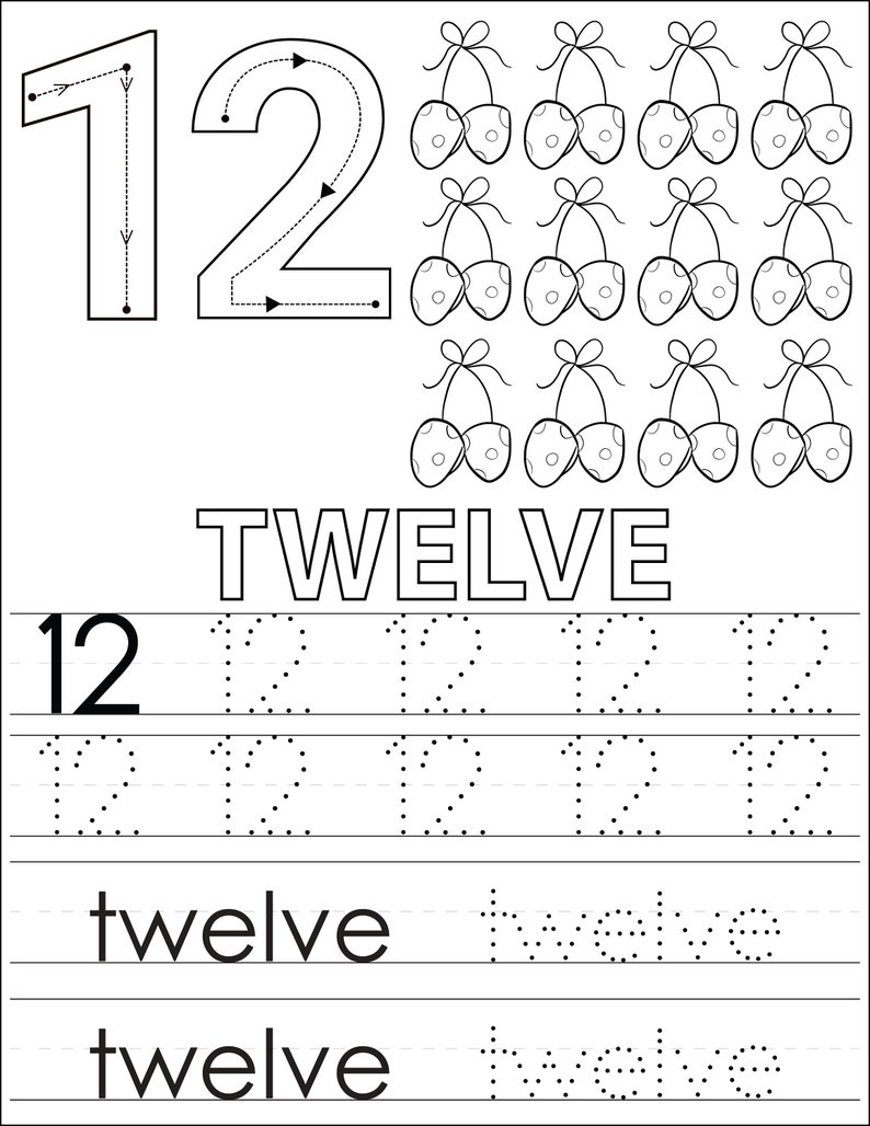 Number Tracing Worksheet 1-20: Preschool Handwriting Practice (PDF) - Etsy