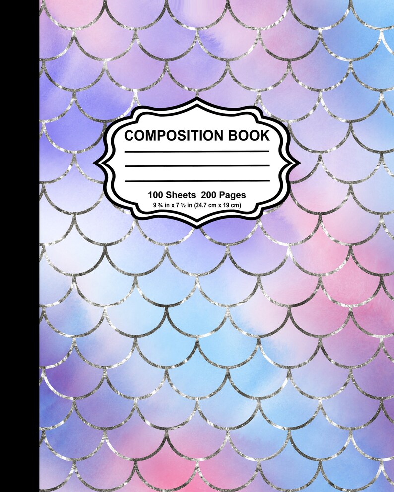 Back to School Wide Ruled Mermaid Scale Watercolor Composition Notebook - Etsy