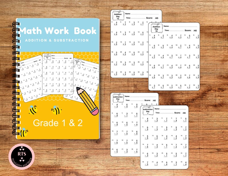 Addition & Subtraction Math Workbook: Grade 1-2 Homeschool - Etsy