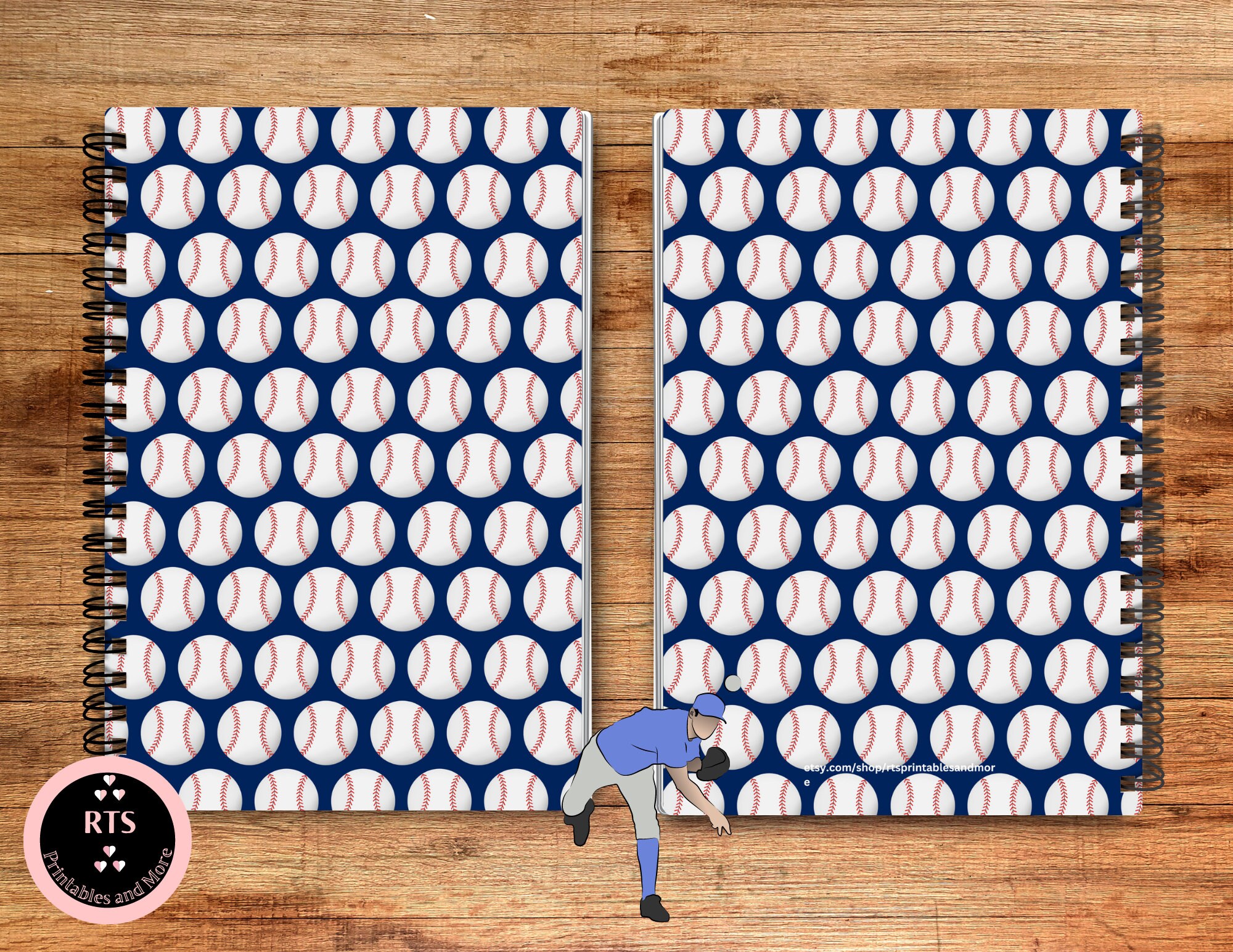 Kids Wide Ruled Spiral Notebook, Assorted Colors Baseball, 60 Sheets ...