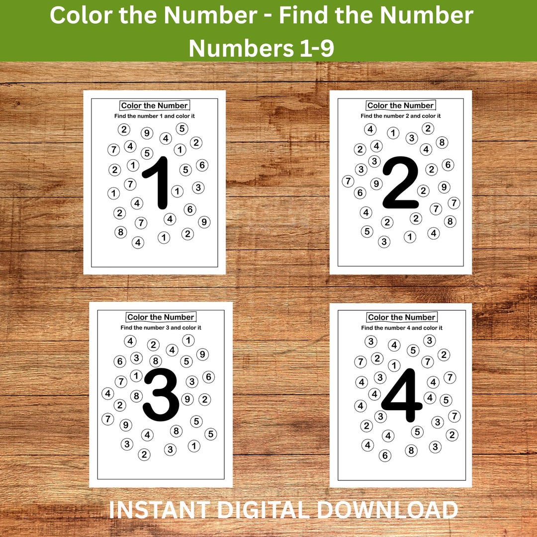 Preschool Number Coloring Pages 1-9: Printable Toddler Activity ...