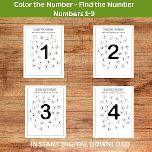 Preschool Number Coloring Pages 1-9: Printable Toddler Activity ...