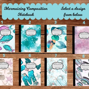 Back to School Wide Ruled or College Ruled Mermaid Composition Notebook ...