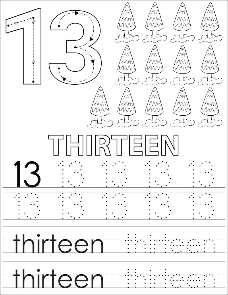 Number Tracing Worksheet 1-20: Preschool Handwriting Practice (PDF) - Etsy