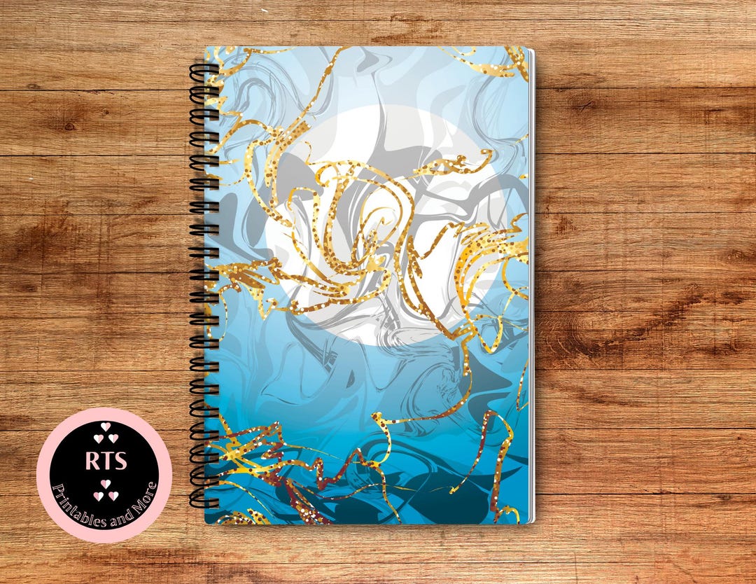 Reflections in Blue and Gold Spiral Notebook, Ruled Line - Etsy