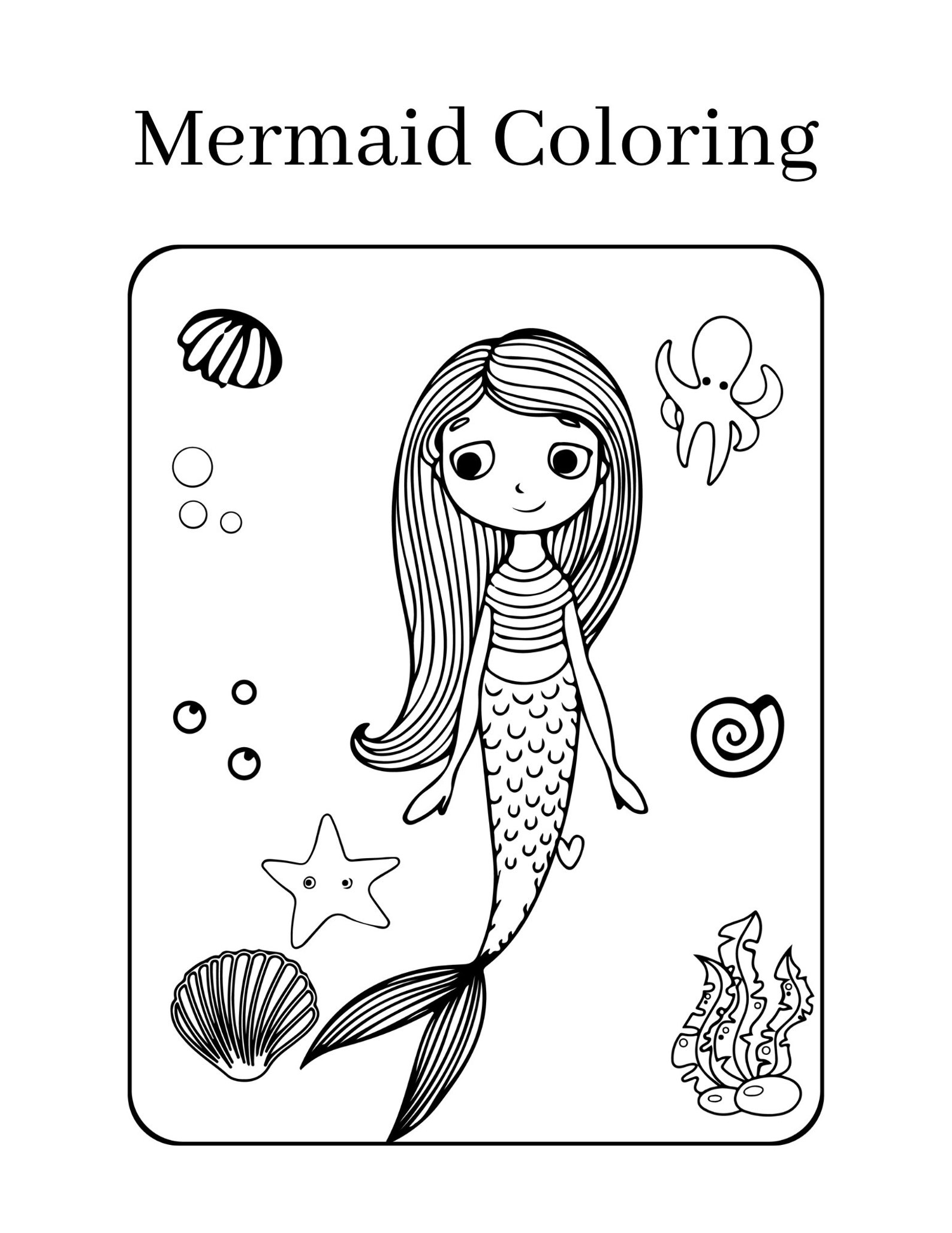 Mermaid Coloring Book Pages, Printable Mermaid Coloring Pages for Girls ...
