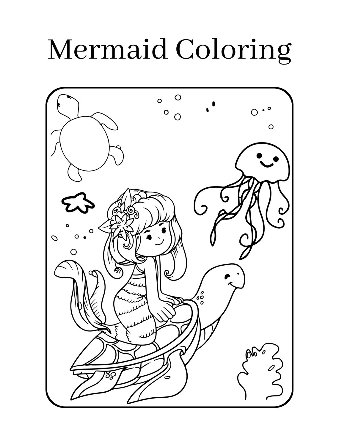 Mermaid Coloring Book Pages, Printable Mermaid Coloring Pages for Girls ...