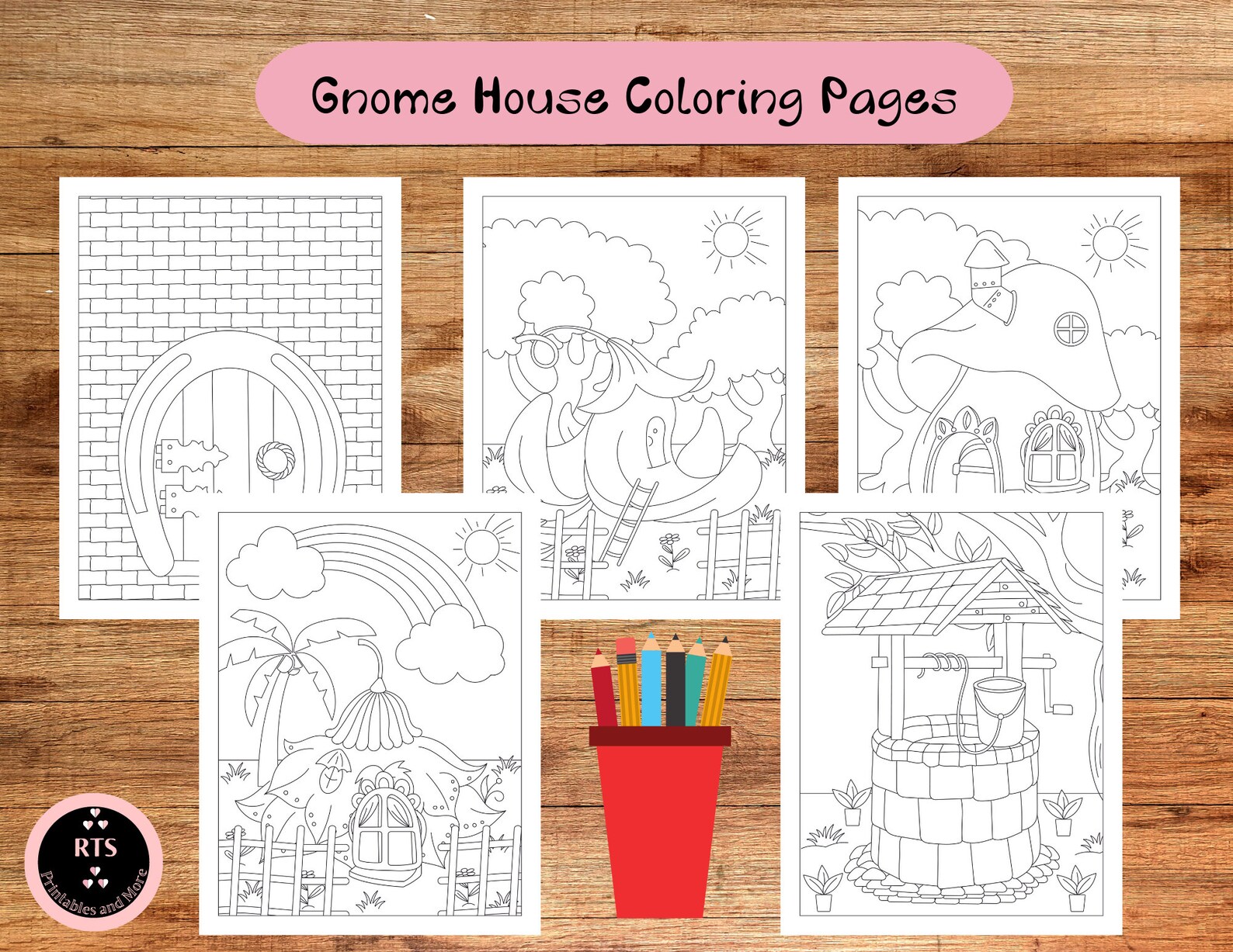 Printable Gnome House Coloring Page for Adults Kids, Instant Download ...