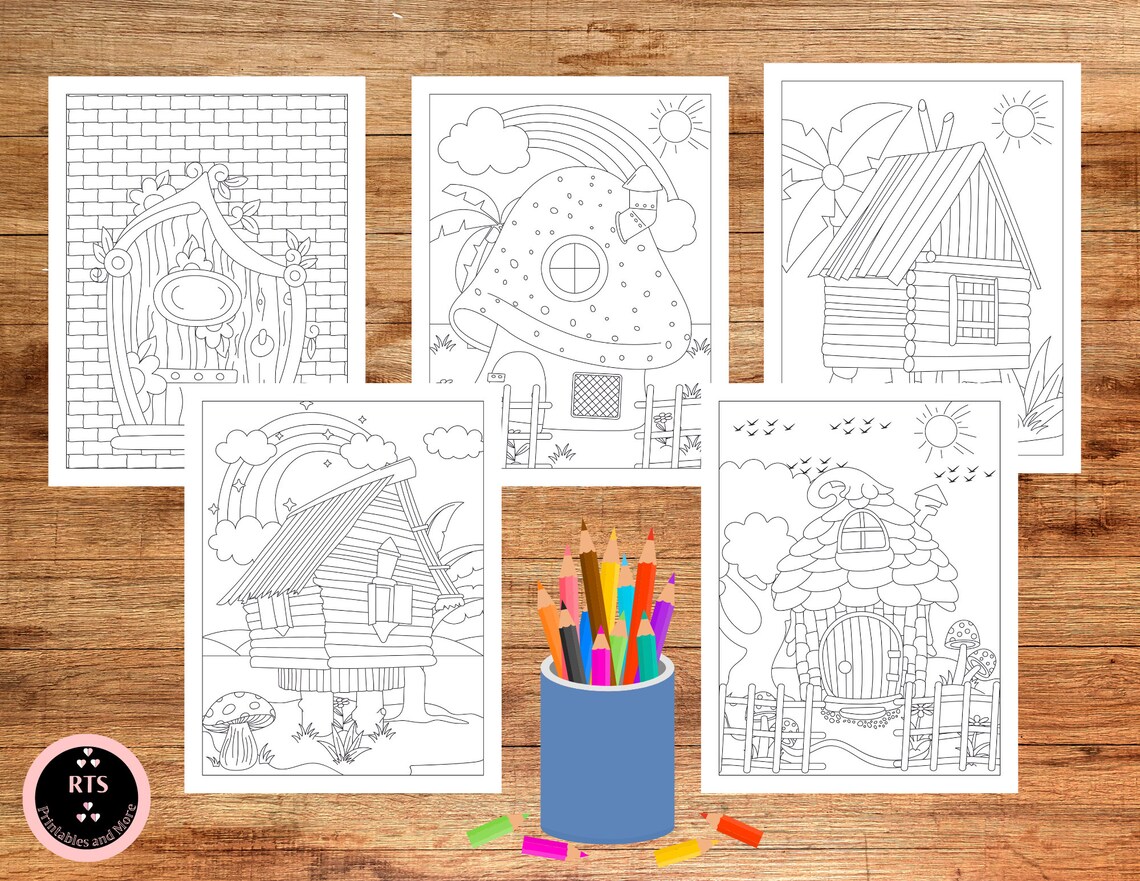 Printable Gnome House Coloring Page for Adults Kids, Instant Download ...