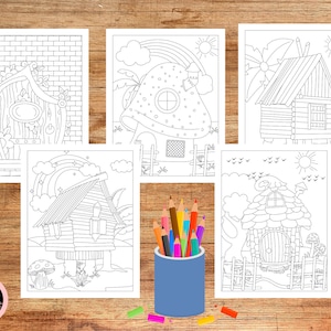 Printable Gnome House Coloring Page for Adults Kids, Instant Download ...