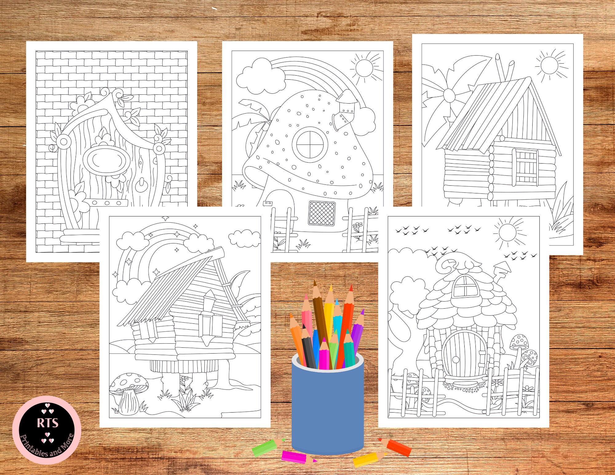 Printable Gnome House Coloring Page for Adults Kids, Instant Download ...