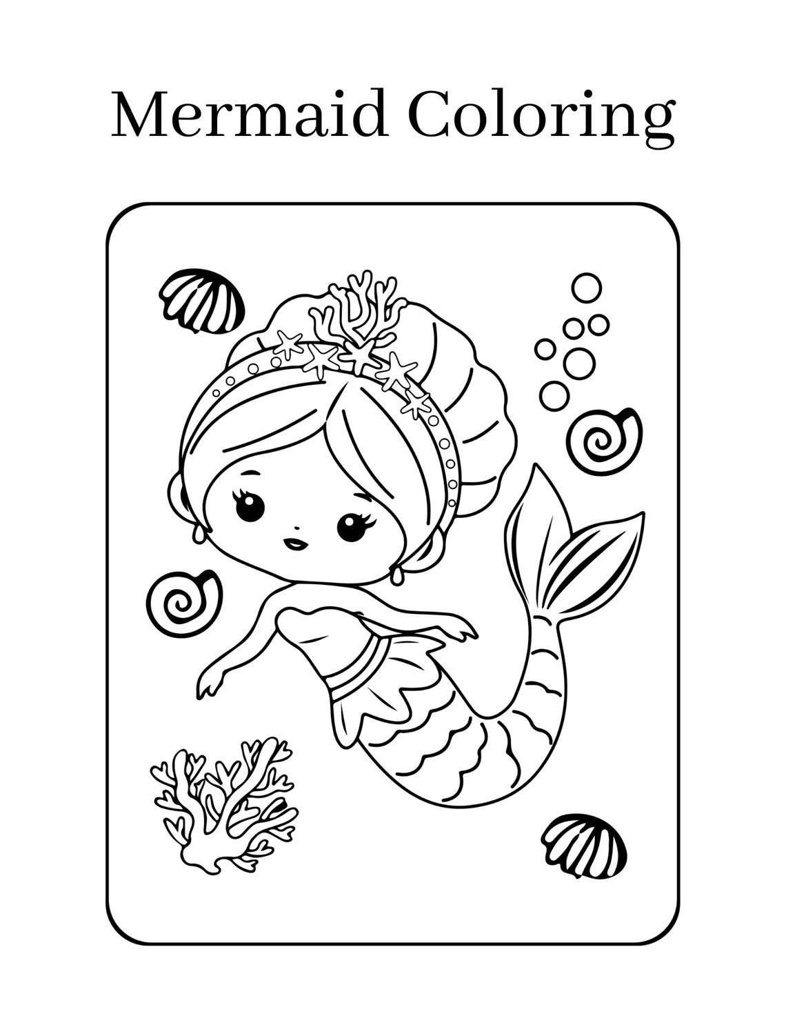 Mermaid Coloring Book Pages, Printable Mermaid Coloring Pages for Girls ...