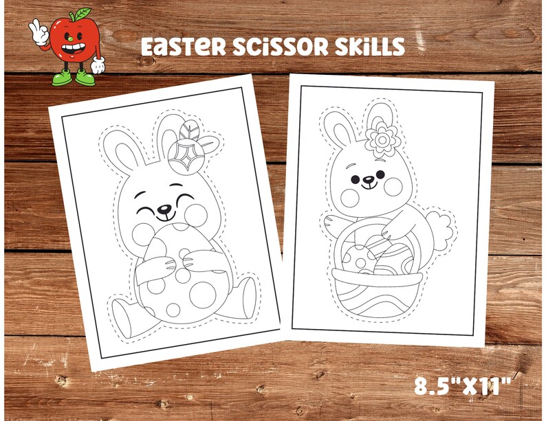 Rabbit Coloring Book: Easter Scissor Skills Activity (digital Download ...