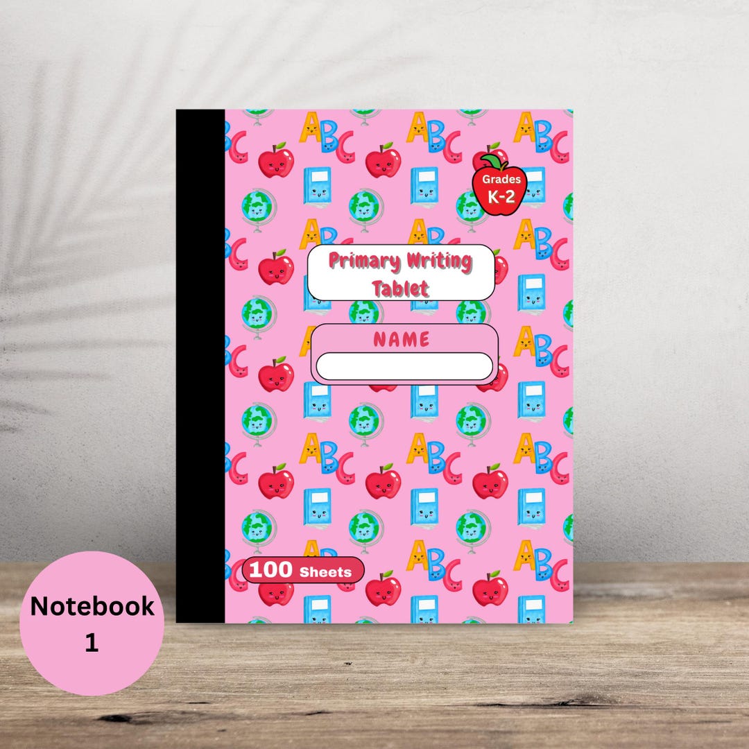 Primary Writing Notebook | ABC Apple Cover, Handwriting Practice - Etsy