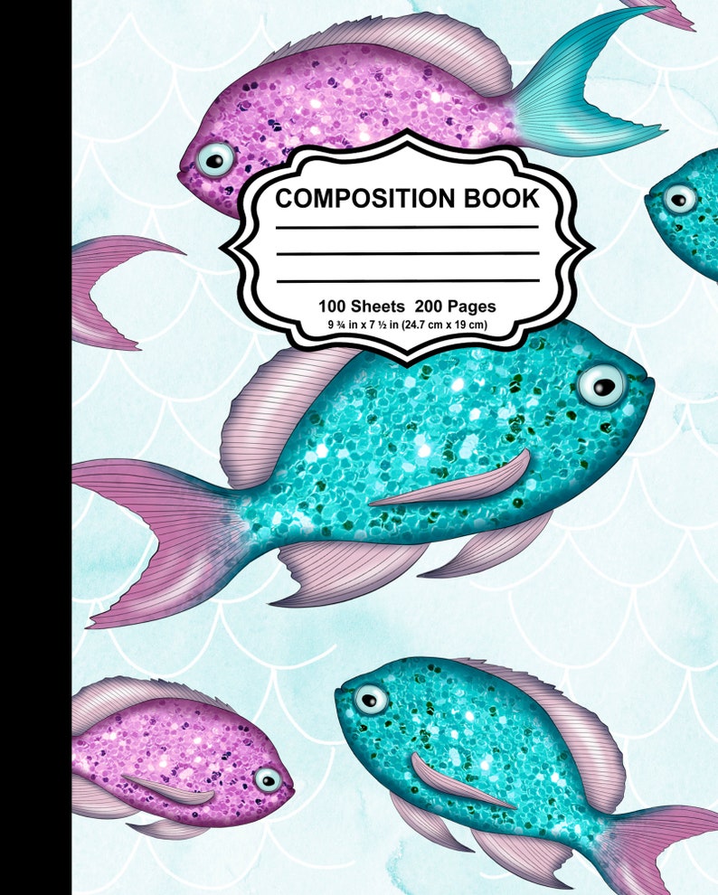 Back to School Wide Ruled or College Ruled Mermaid Composition Notebook ...