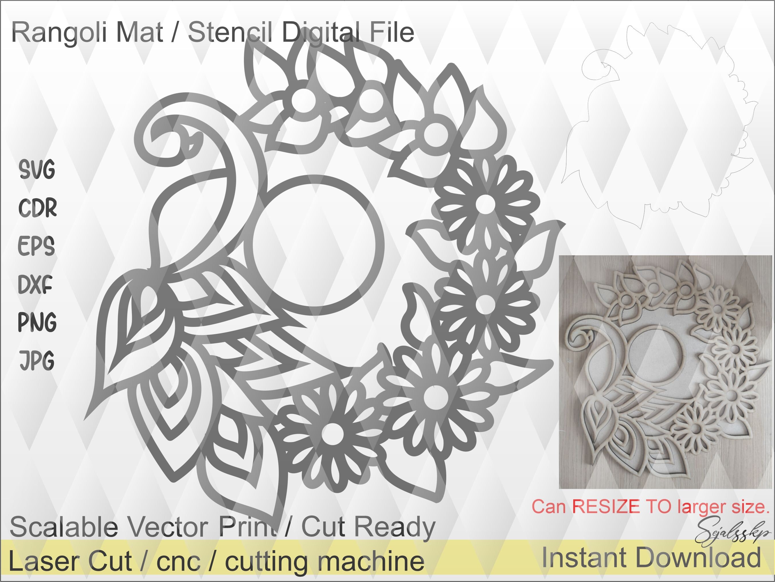 Digital Rangoli SVG 16 Reusable Rangoli Mat Stencil File Instant ...