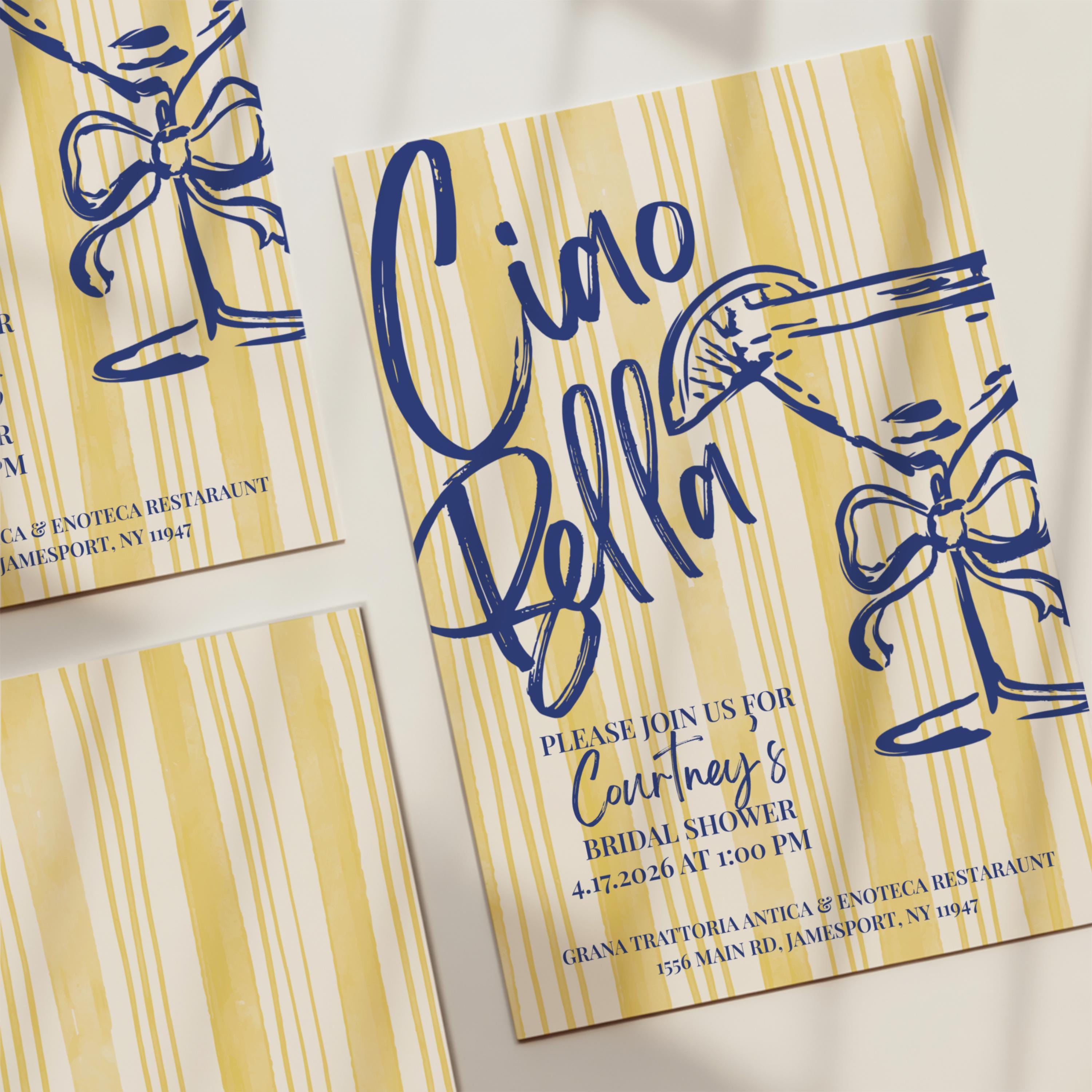 Editable Italian Bridal Shower Invitation, Ciao Bella Aperol Spritz ...