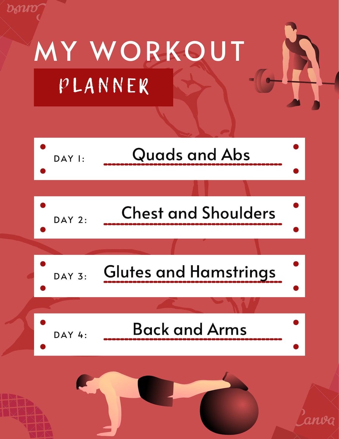 4 Day Full Body Workout Plan - Etsy