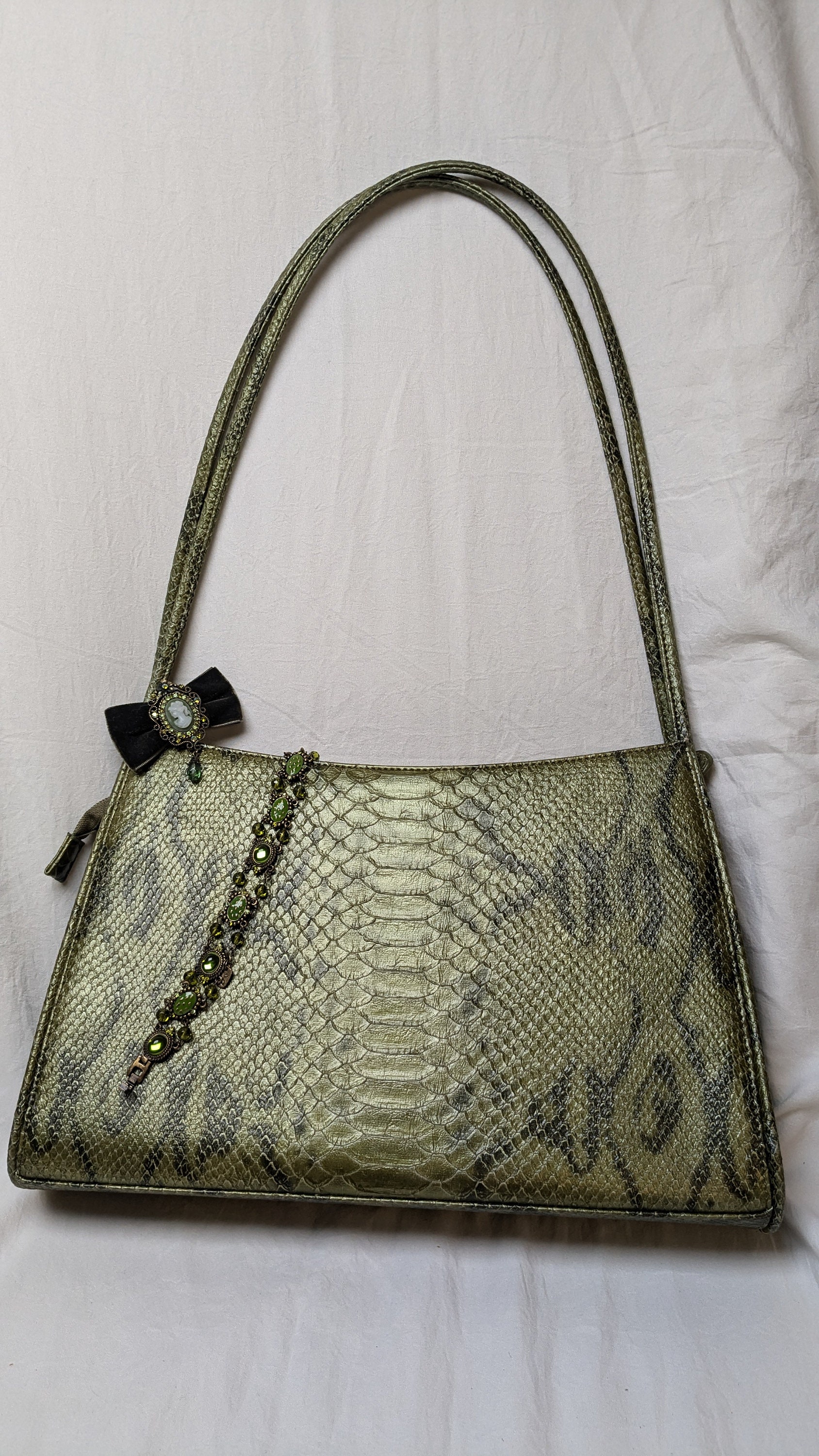 Long Handled Green Snake Tote Bag With Accessories - Etsy