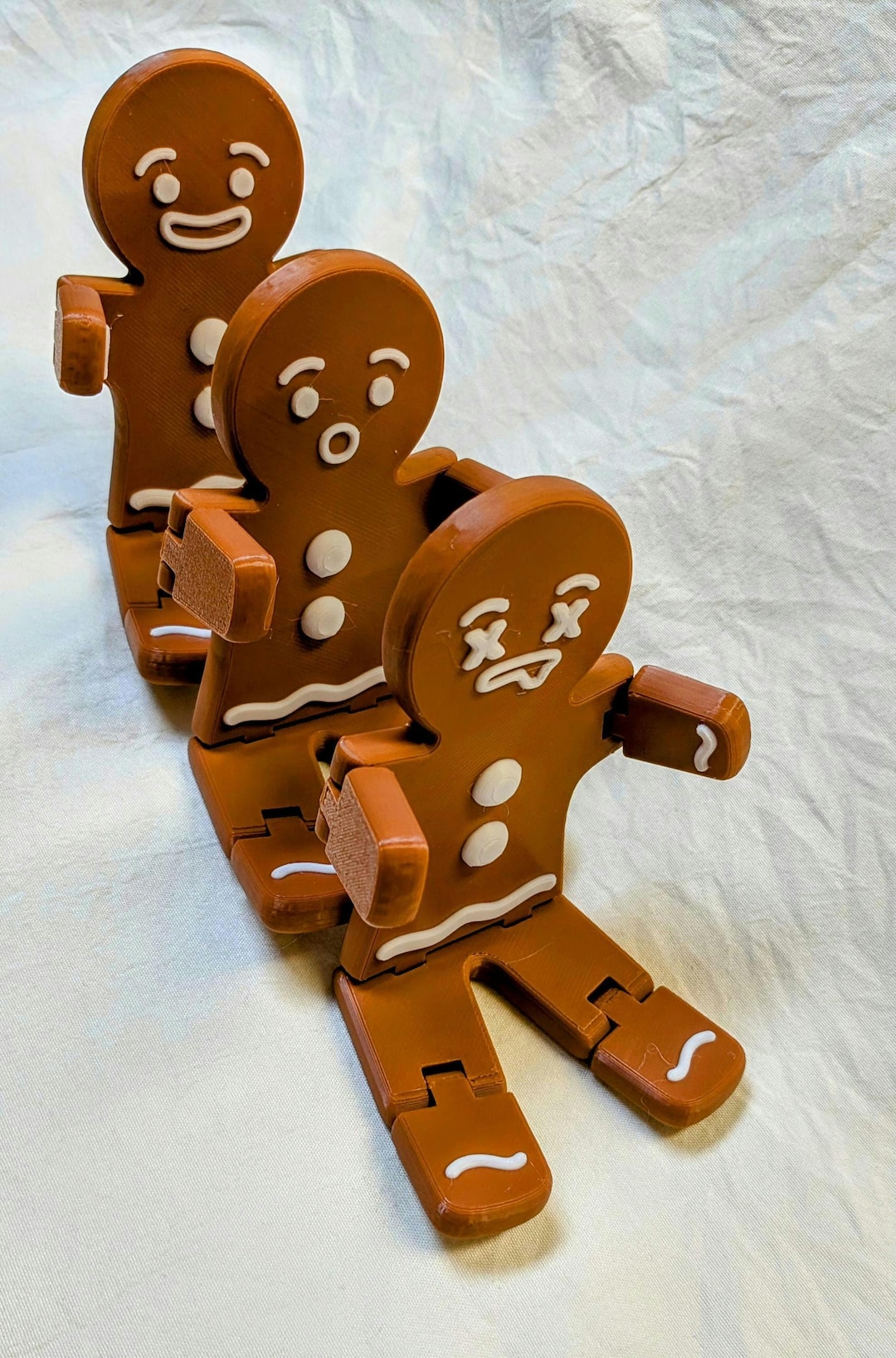 3D Printed Gingerbread Men, Set of Three,with Movable Limbs, Great ...