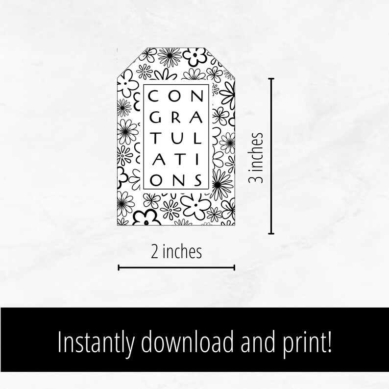 Congratulations Gift Tag, Printable PDF Download, Instant Download ...
