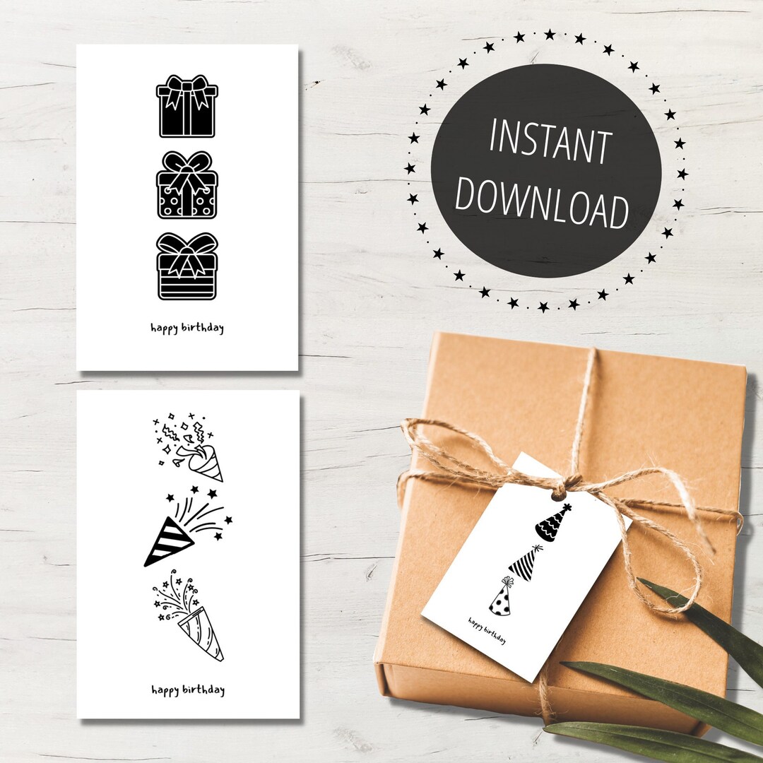 Happy Birthday Gift Tags, Printable PDF Download, Instant Download, 2x3 ...