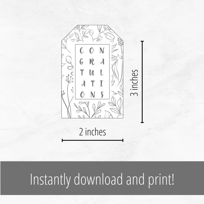 Congratulations Gift Tag, Printable PDF Download, Instant Download ...