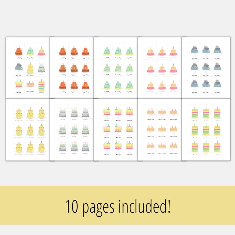 Happy Birthday Cakes Gift Tags Printable PDF Download - Etsy