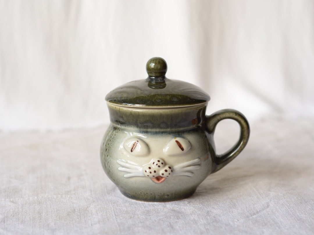 Cat Face Mug With Lid Teplice Czechoslovakia - Etsy