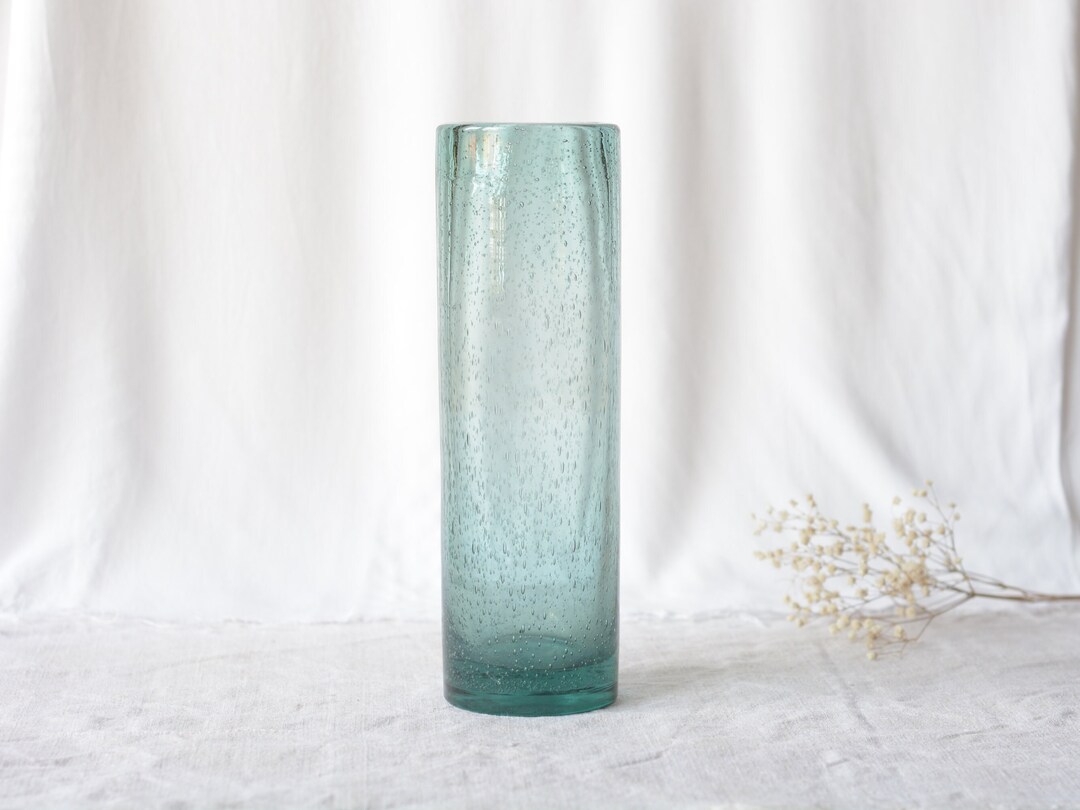 Ice Blue Tall Vase | Minimalistic Modern Convex Glass - Etsy