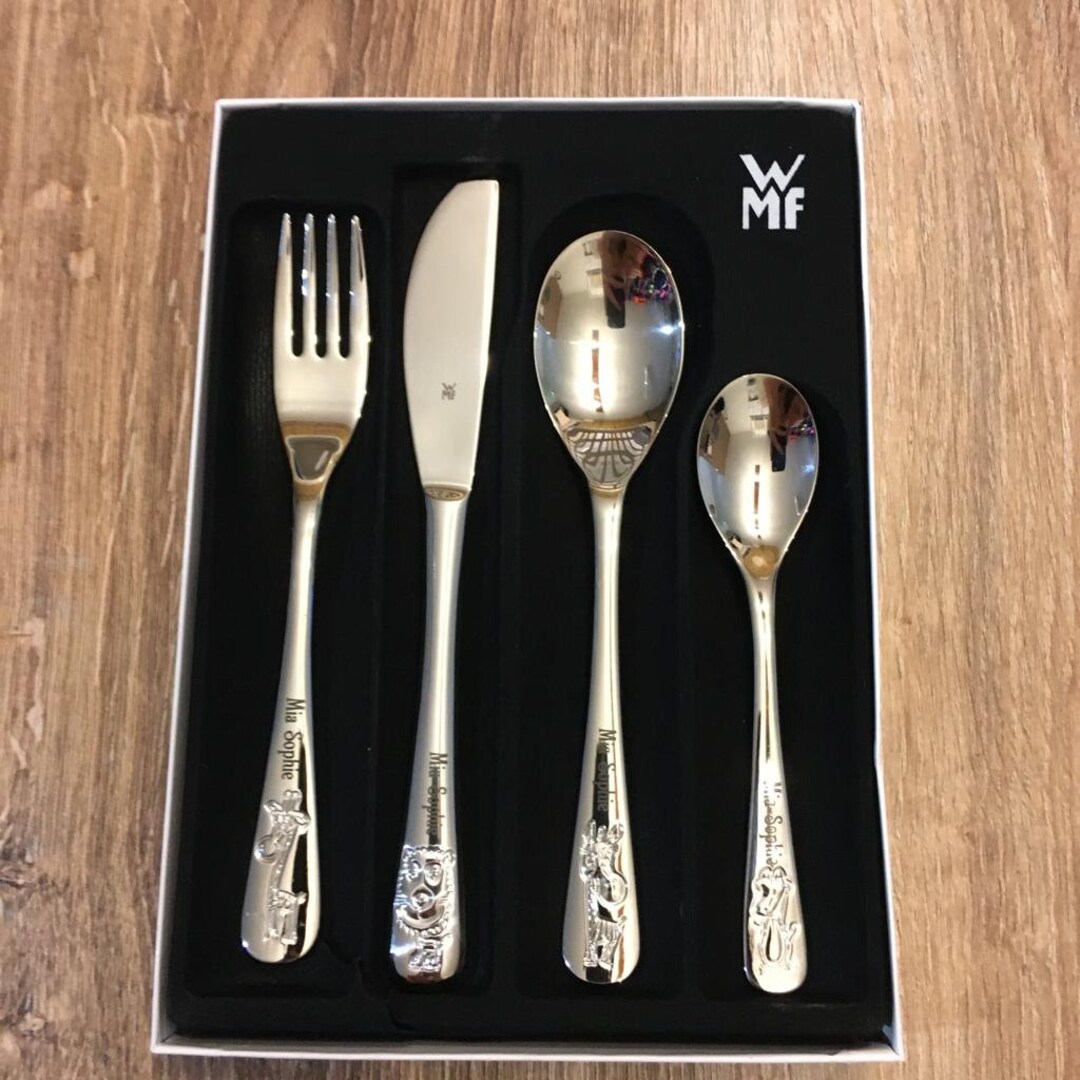 WMF Children's Cutlery With Engraving, 4 Pieces, From 3 Years, Polished ...