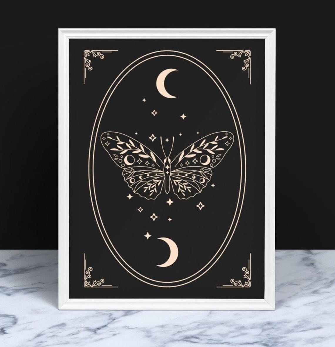 Mystical Moth Digital Download – Witchy Clipart, Celestial Style Moth ...