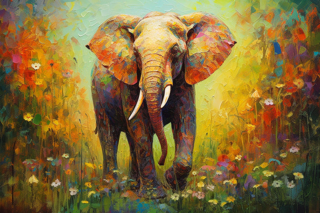 Psychedelic Elephant Number 2 Fantasy Art, Archival Giclee Print, Home ...