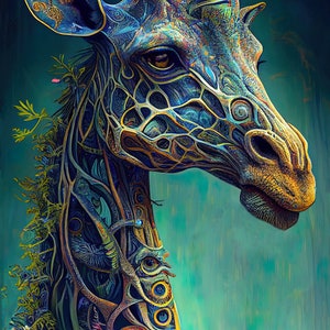 Psychedelic Giraffe Art Print, Limited Edition Giclee, Surreal Animal ...