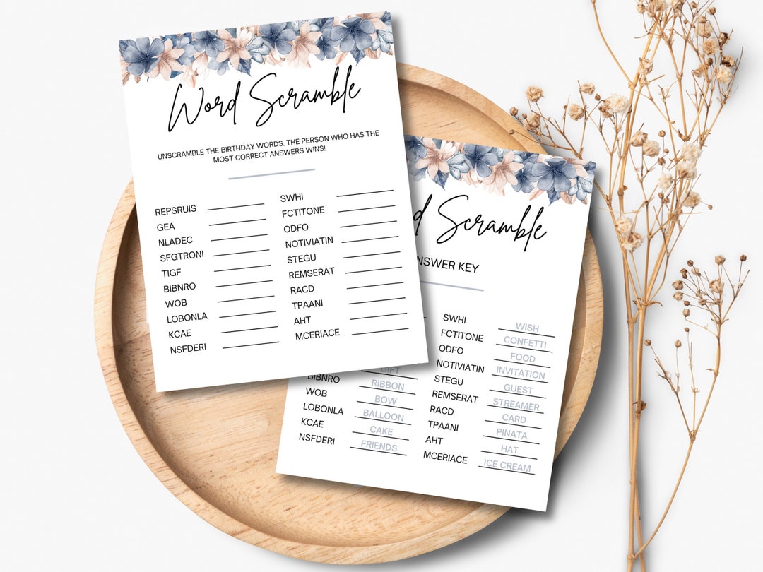 Word Scramble Printable Birthday Game Adult Party Games - Etsy
