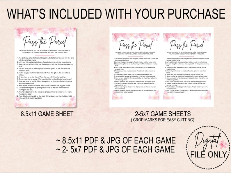 Pass the Parcel Printable Birthday Game, Adult Party Games, Party ...