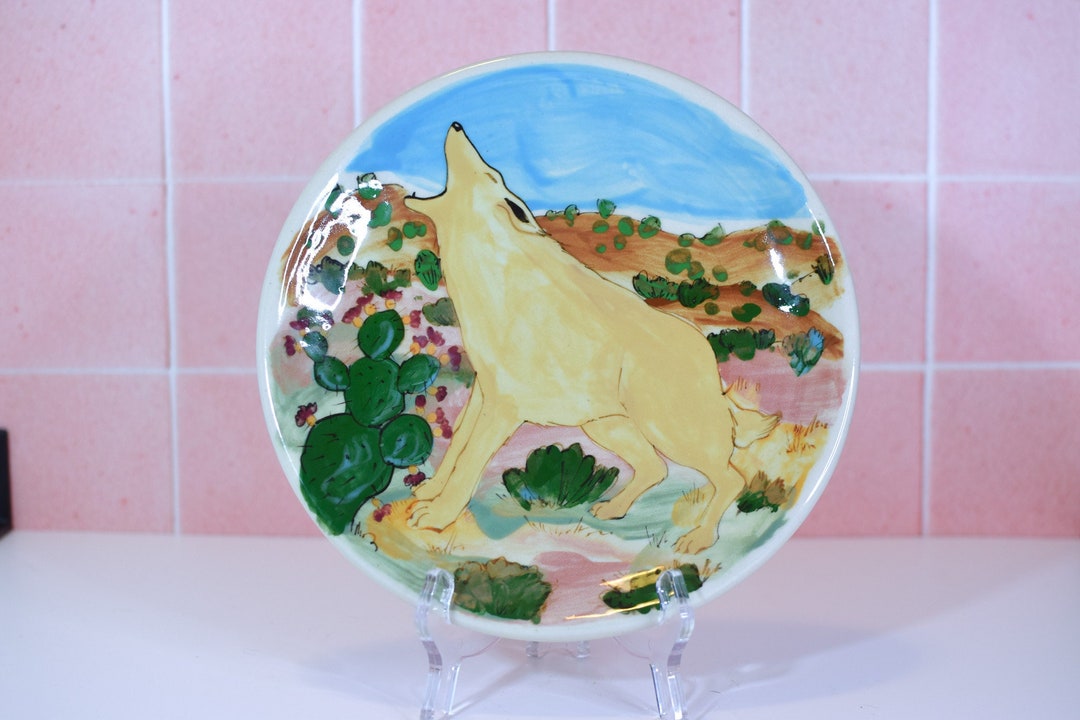 1989 Mei Ming Ware Plate - RARE and SIGNED by Artist - Coyote Howling ...