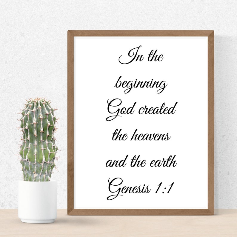 Genesis 1:1 Scripture Poster, in the Beginning Verse Printable, Digital ...