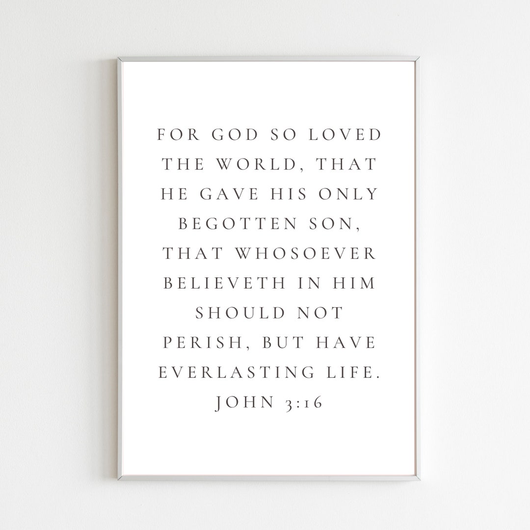 John 3:16 Printable Verse Poster, Downloadable John 3 Poster, Printable ...