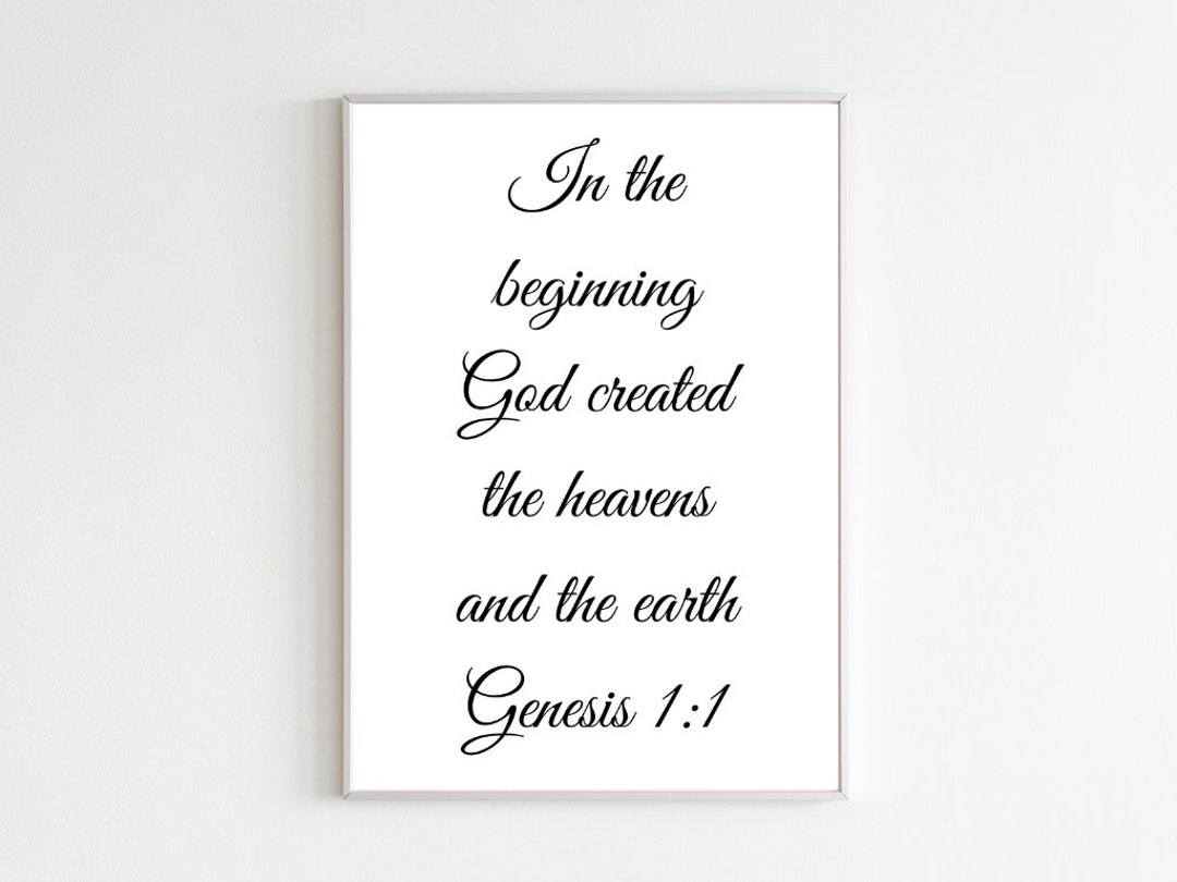 Genesis 1:1 Scripture Poster in the Beginning Verse - Etsy