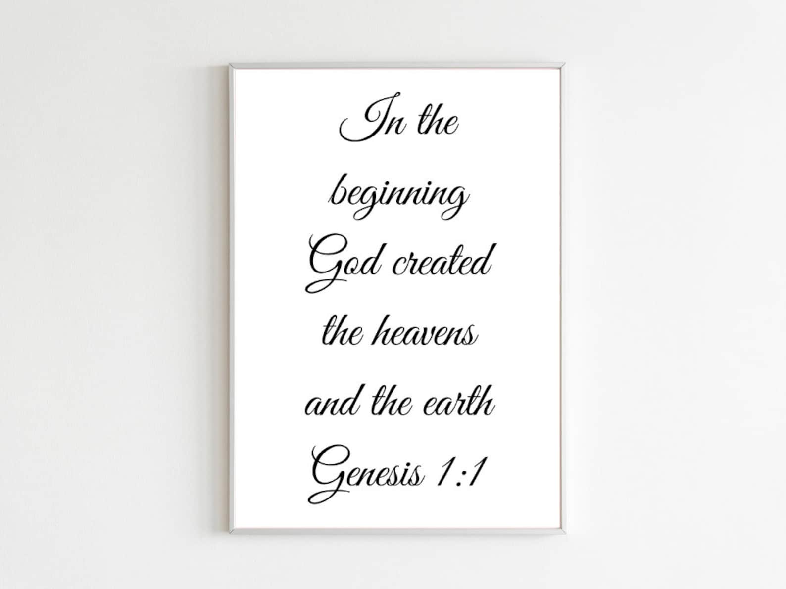 Genesis 1:1 Scripture Poster in the Beginning Verse - Etsy
