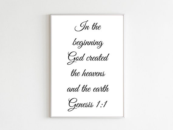 Genesis 1:1 Scripture Poster in the Beginning Verse - Etsy
