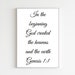 Genesis 1:1 Scripture Poster, in the Beginning Verse Printable, Digital ...