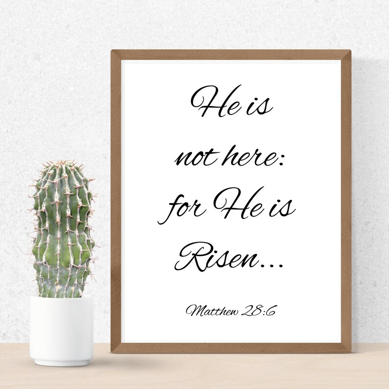 Matthew 28:6 Bible Verse Poster, Resurrection Printable Verse Poster ...