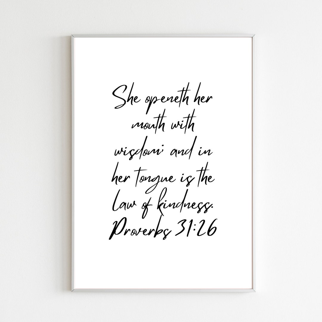 Proverbs 31:26 Bible Verse Poster, Proverbs 31 Printable Verse Poster ...