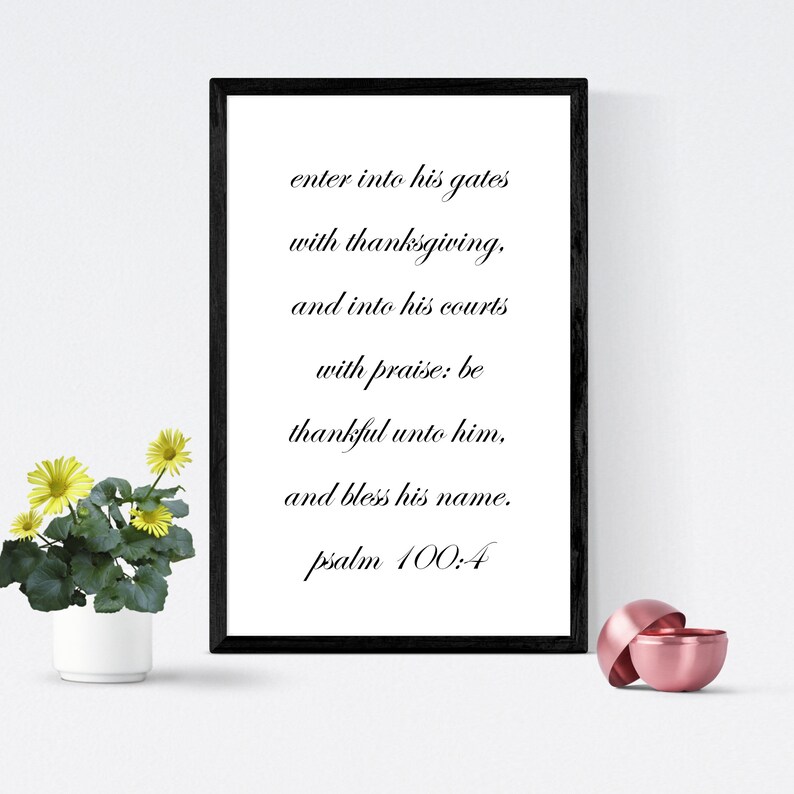 Psalm 100:4 Printable Thanksgiving Poster, Psalm Digital Print ...